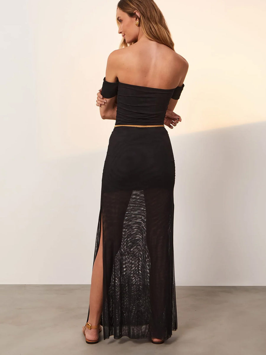 Vix Brine Detail Long Dress Black Biondi London